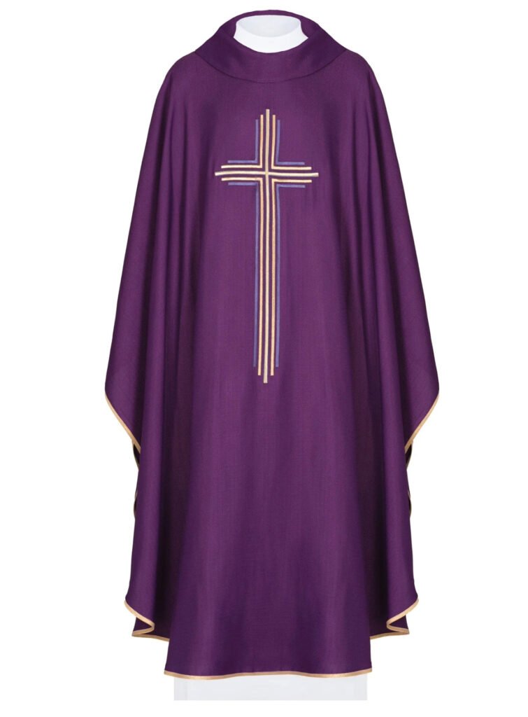 Purple Embroidered Chasuble - VestmentsWorld.com