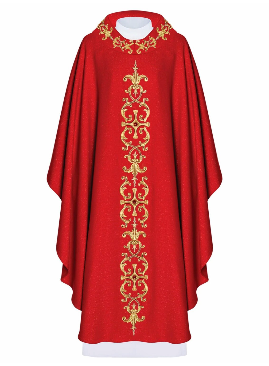 Red Chasuble richly embroidered - VestmentsWorld.com