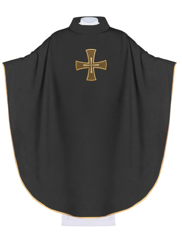 Black Embroidered Chasuble - VestmentsWorld.com
