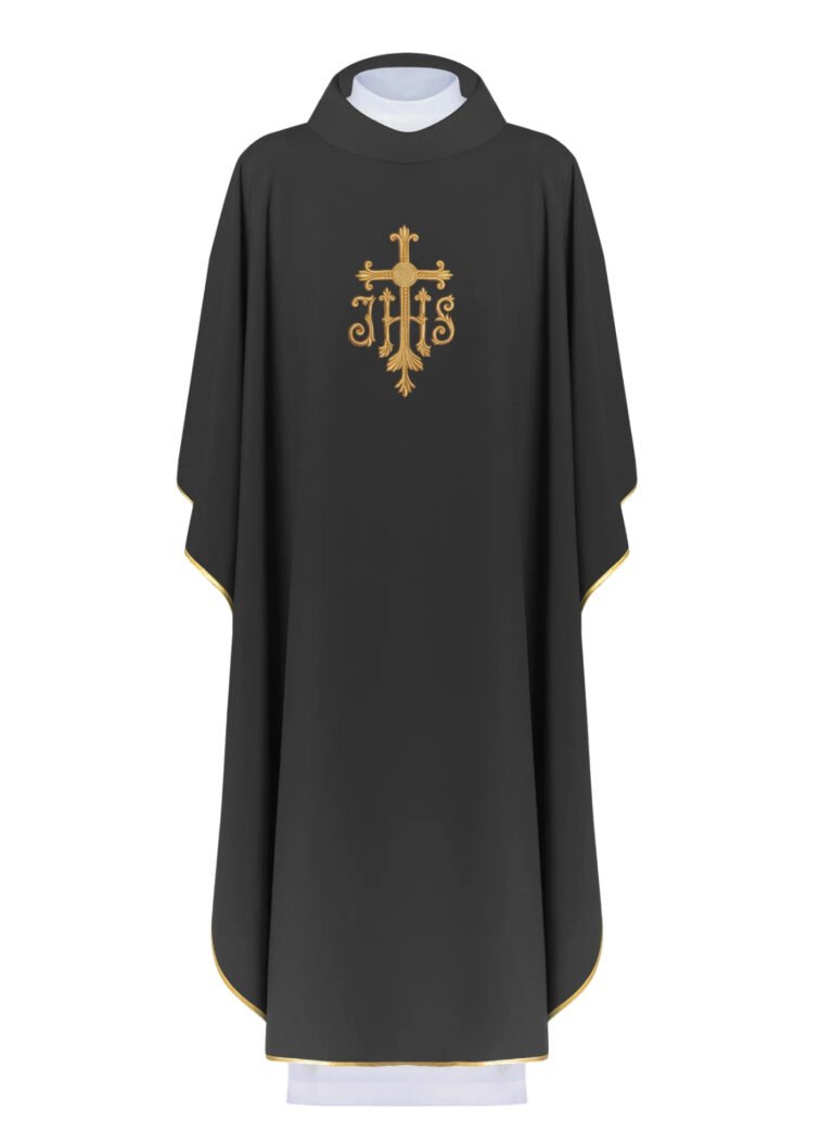 Black Embroidered Chasuble - VestmentsWorld.com